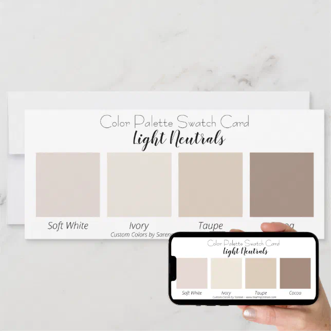 Light Neutrals Color Palette Swatch Card | Zazzle