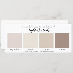 Light Neutrals Color Palette Swatch Card | Zazzle