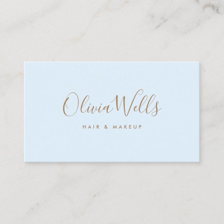 Light Pale Blue Handwritten Script Social Media Business Card | Zazzle