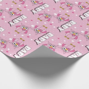 Light Pink Baby Polka Dot Owls Wrapping Paper | Zazzle