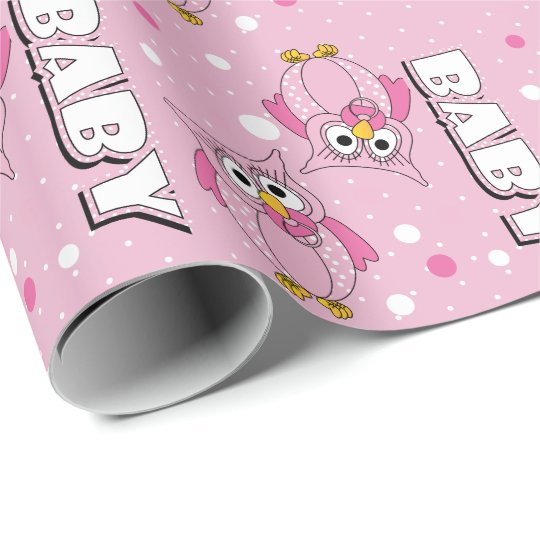 Light Pink Baby Polka Dot Owls Wrapping Paper | Zazzle.com