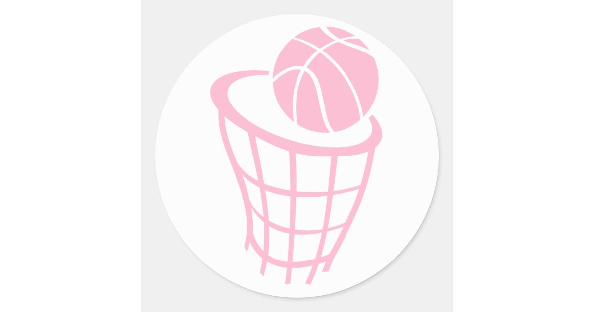 Light Pink Basketball Classic Round Sticker | Zazzle