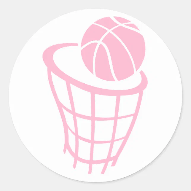 Light Pink Basketball Classic Round Sticker | Zazzle