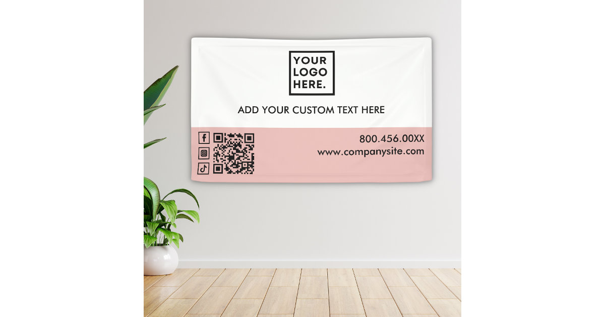 Light Pink Business Logo Social Media Event Vinyl Banner | Zazzle