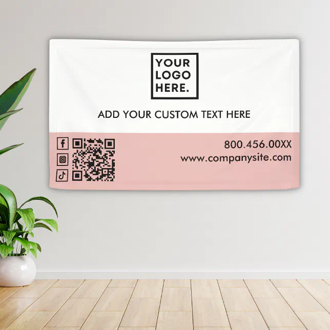 Light Pink Business Logo Social Media Event Vinyl Banner | Zazzle