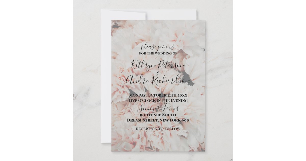 Light Pink Carnation Wedding Invitation | Zazzle