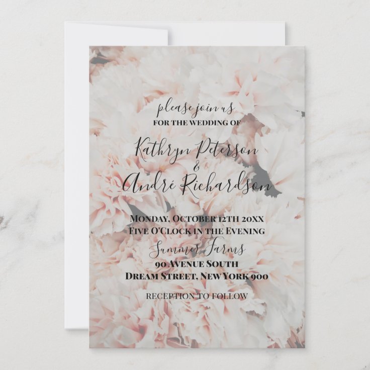 Light Pink Carnation Wedding Invitation | Zazzle