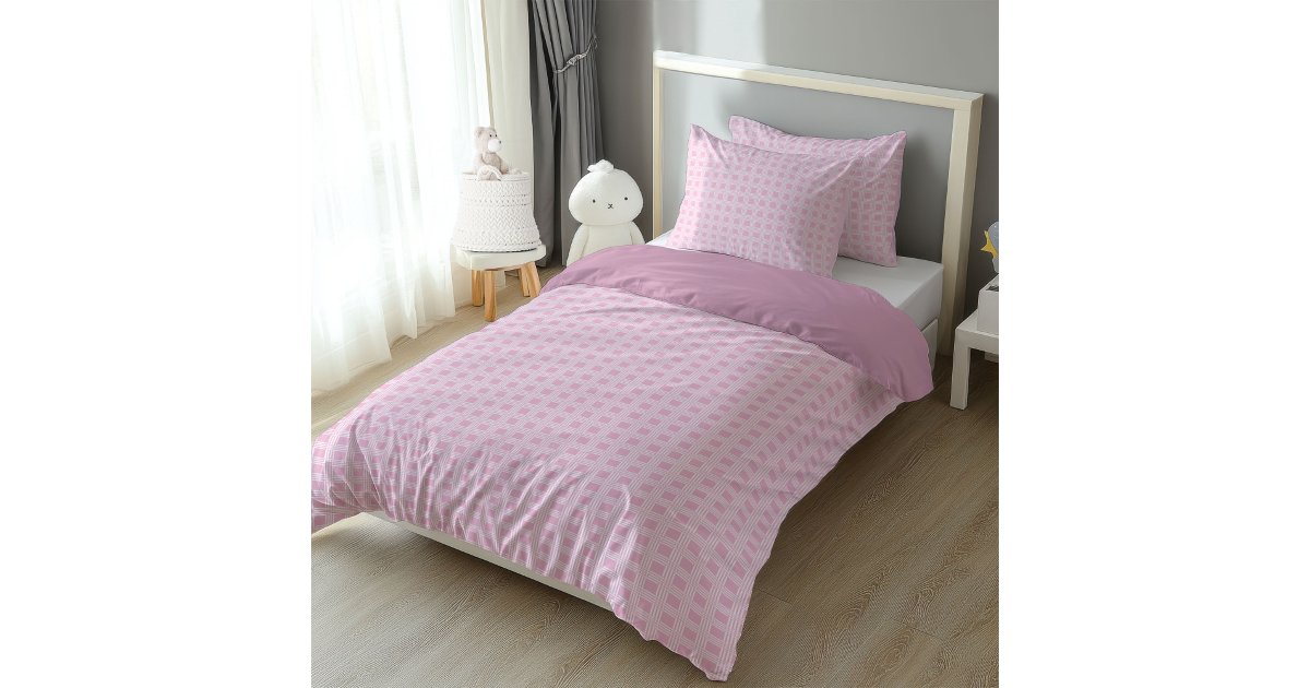 Light Pink Check Pattern Bedding for Children Duvet Cover | Zazzle