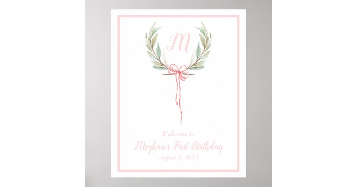 Light Pink Classic Laurel Crest Welcome Sign | Zazzle