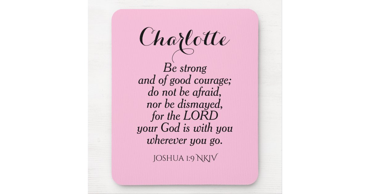 Light Pink Courage Bible Verse Custom Name Simple Mouse Pad | Zazzle