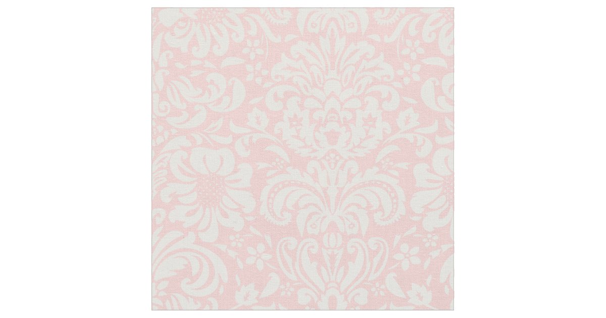 Light Pink Floral Damask Fabric | Zazzle