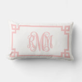 Light Pink Greek Key Script Monogram RMM Lumbar Pillow | Zazzle