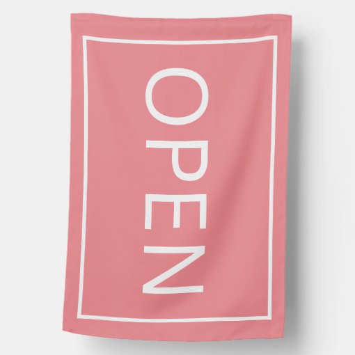 Light Pink Open Sign Modern Minimal Business Flag | Zazzle