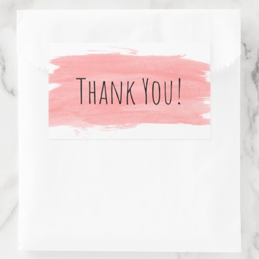 Light Pink Paint Thank You Rectangular Sticker | Zazzle