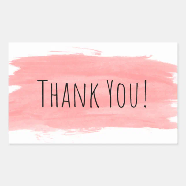 Light Pink Paint Thank You Rectangular Sticker | Zazzle
