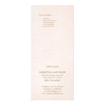 Light Pink Salon Spa Price List Service Menu | Zazzle
