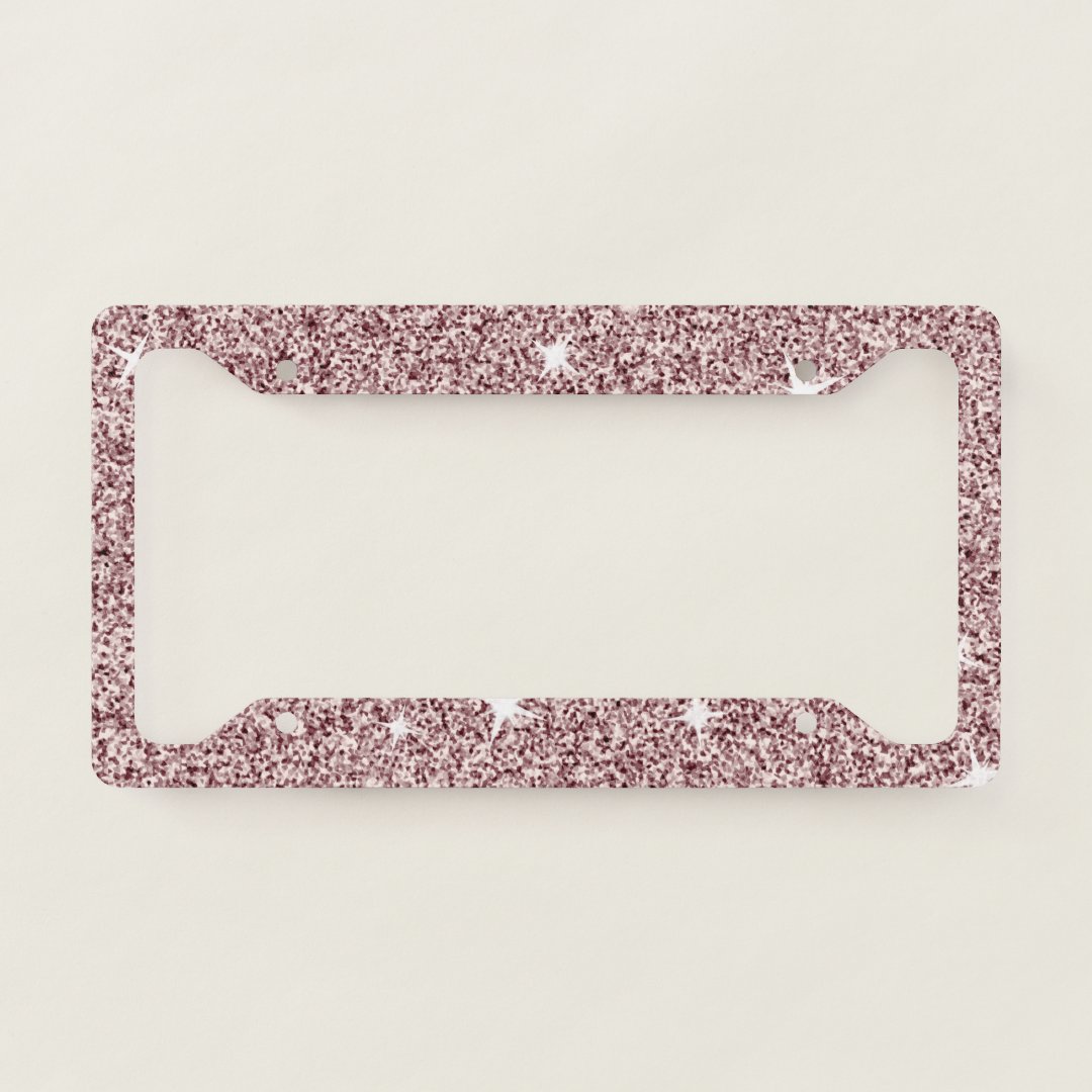 Light Pink Sparkle Star Cute Girly Glitter Pattern License Plate Frame ...