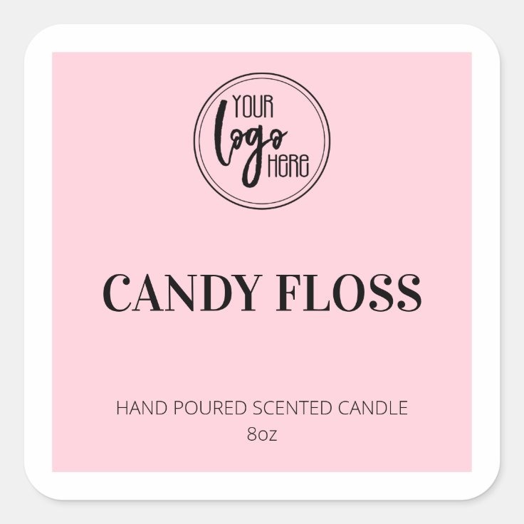 Light Pink Square Border Your Logo Candle Label | Zazzle