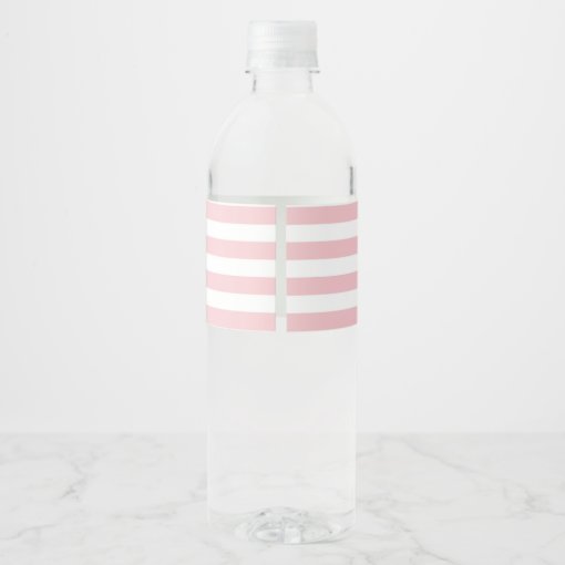 Light Pink Stripes Floral Gold Water Bottle Label | Zazzle