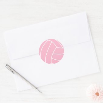 Light Pink Volleyball Classic Round Sticker | Zazzle
