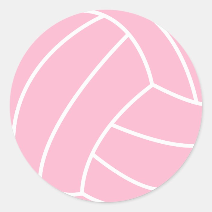 Light Pink Volleyball Classic Round Sticker | Zazzle.com