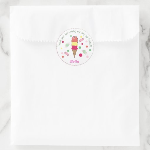 Light Pink Whimsical Ice Cream Party Cute Sticker | Zazzle
