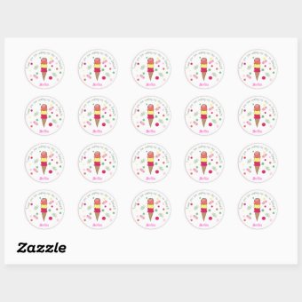 Light Pink Whimsical Ice Cream Party Cute Sticker | Zazzle