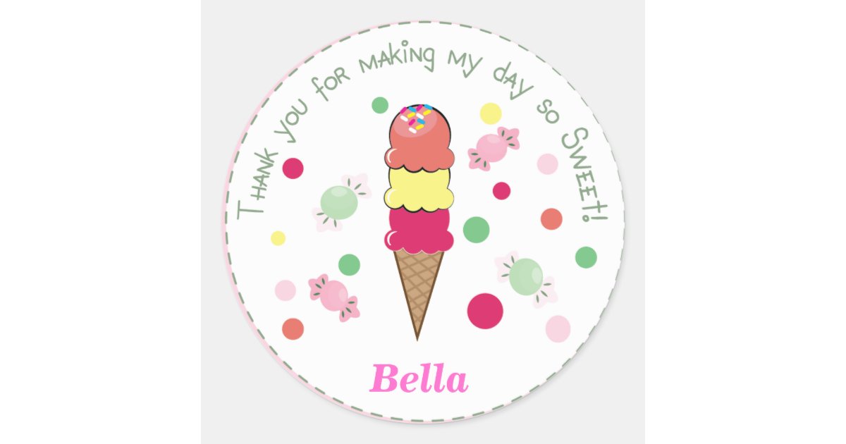Light Pink Whimsical Ice Cream Party Cute Sticker | Zazzle