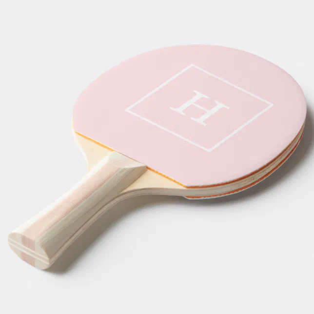 Light Pink White Framed Initial Monogram Ping-Pong Paddle | Zazzle