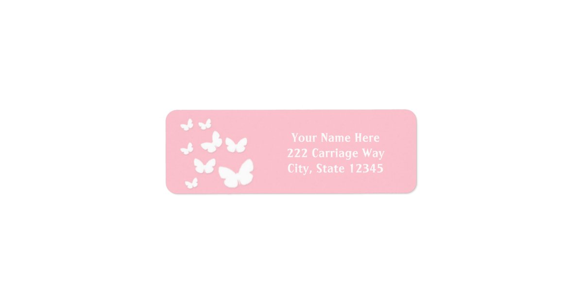 Light Pink with White Butterflies Address Labels | Zazzle