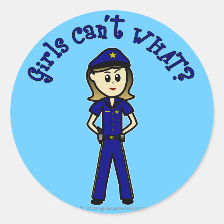 Light Police Officer Girl Classic Round Sticker | Zazzle