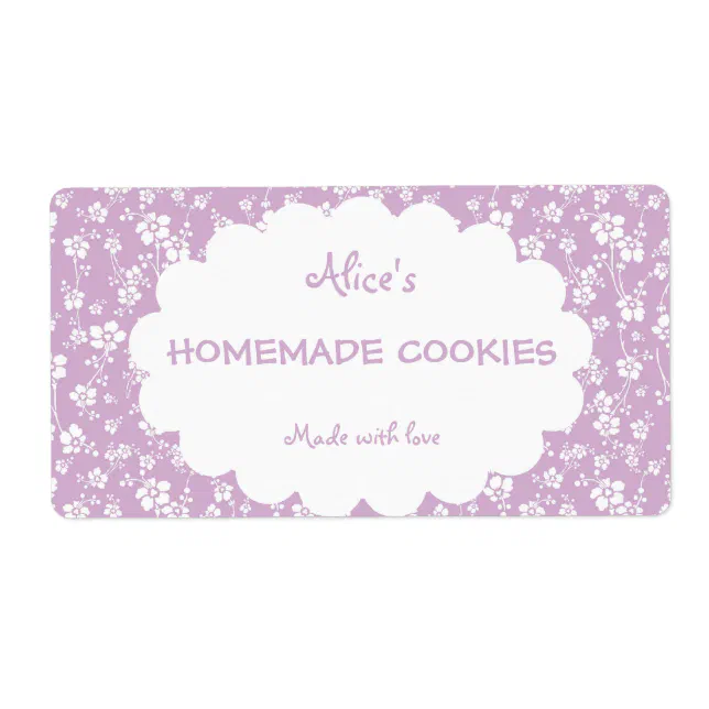 Light Purple Floral Personalized Homemade Cookies Label | Zazzle