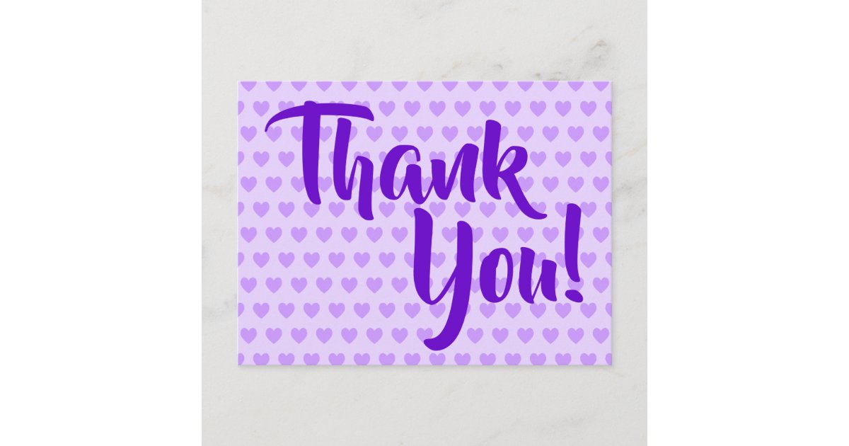 Light Purple Hearts Thank You Postcard | Zazzle