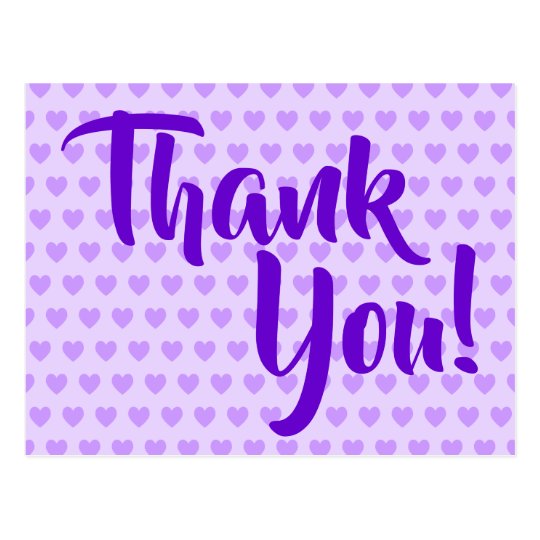 Light Purple Hearts Thank You Postcard | Zazzle.com