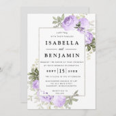Light Purple Rose Rustic Floral Wedding Invitation | Zazzle