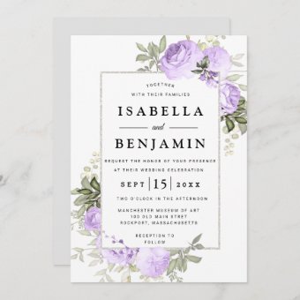 Light Purple Rose Rustic Floral Wedding Invitation | Zazzle