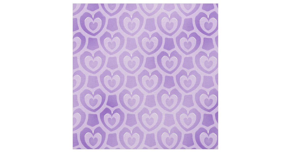 Light Purple Violet Hearts Pattern Fabric | Zazzle
