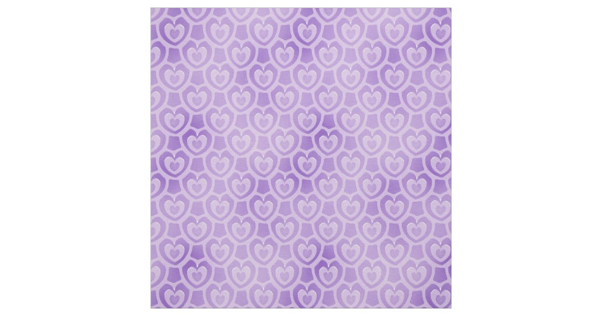 Light Purple Violet Hearts Pattern Fabric | Zazzle