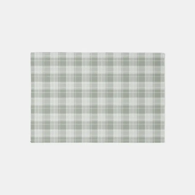 Light Sage Green Plaid Pattern Rug | Zazzle
