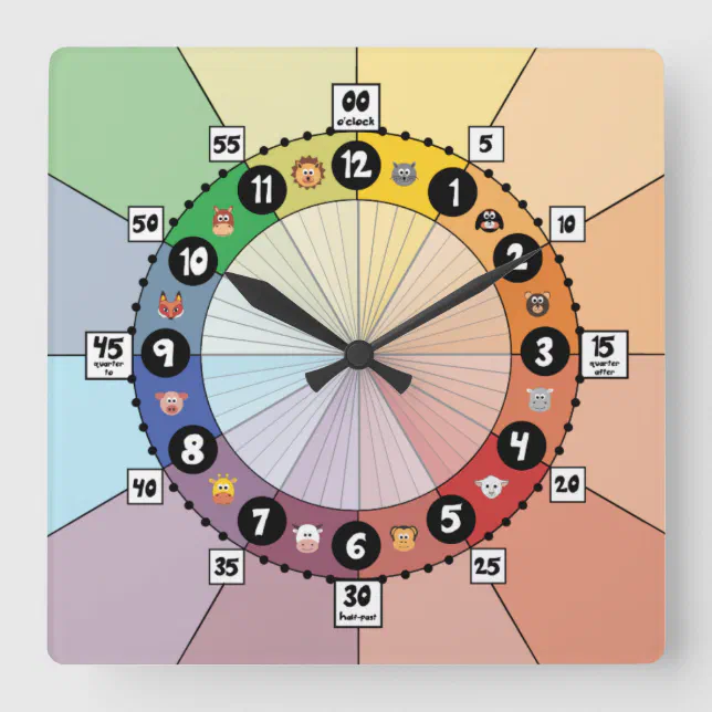 Light School Schedule Clock for Children (Square) | Zazzle