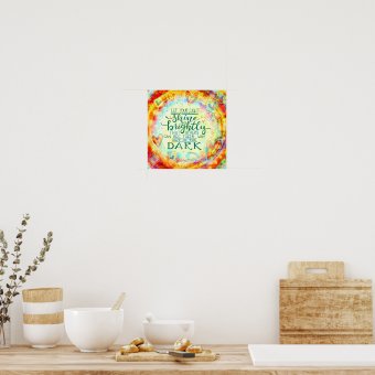 Light Shine Inspiring Quote Heart Inspirivity Poster | Zazzle