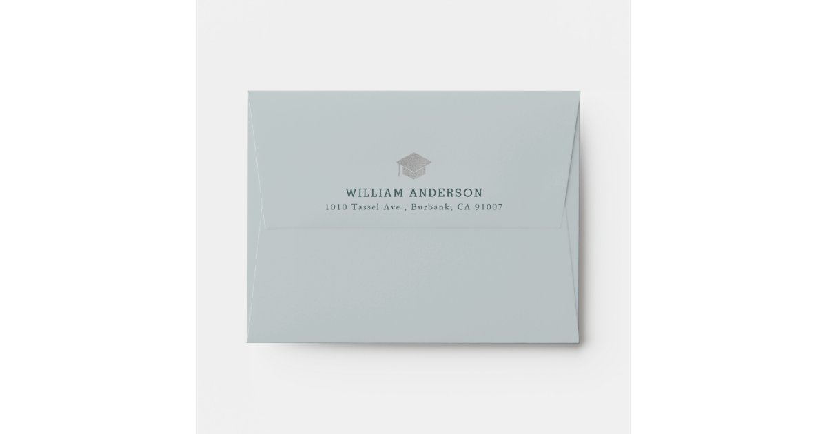 Light Slate Blue Gold Graduation Cap Envelope | Zazzle