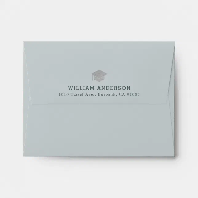Light Slate Blue Gold Graduation Cap Envelope | Zazzle