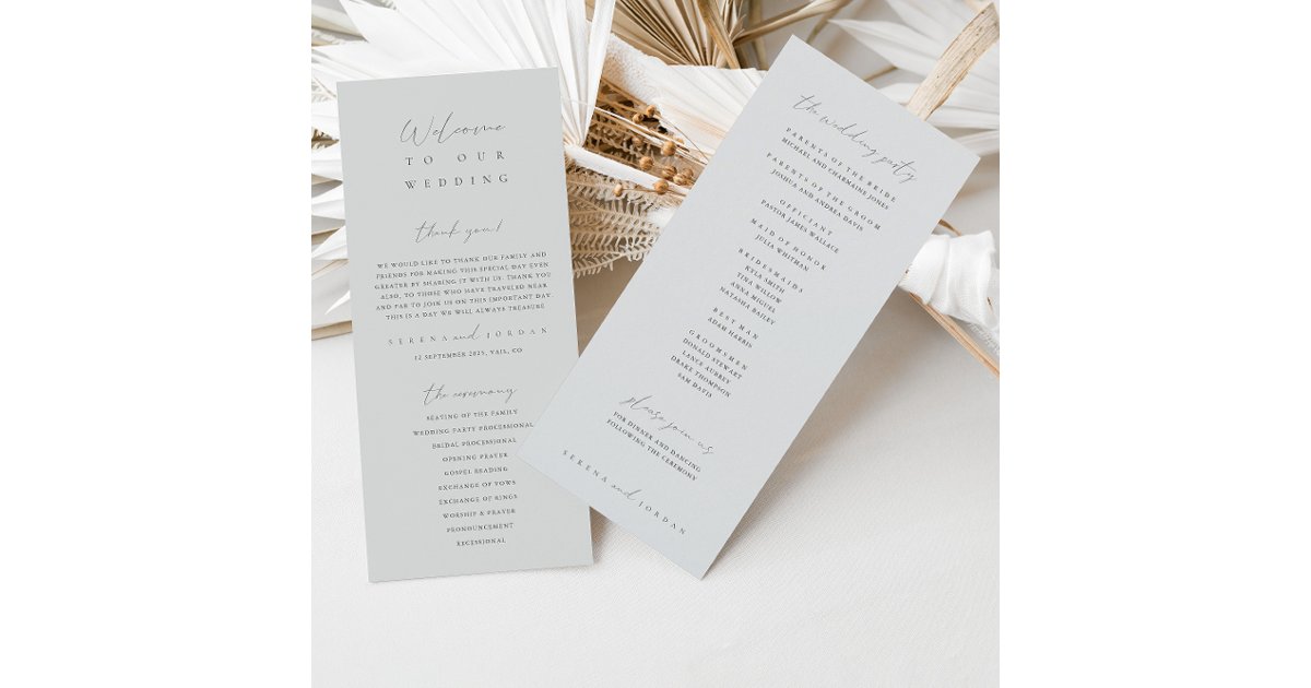 Light Slate Blue Wedding Ceremony Program | Zazzle