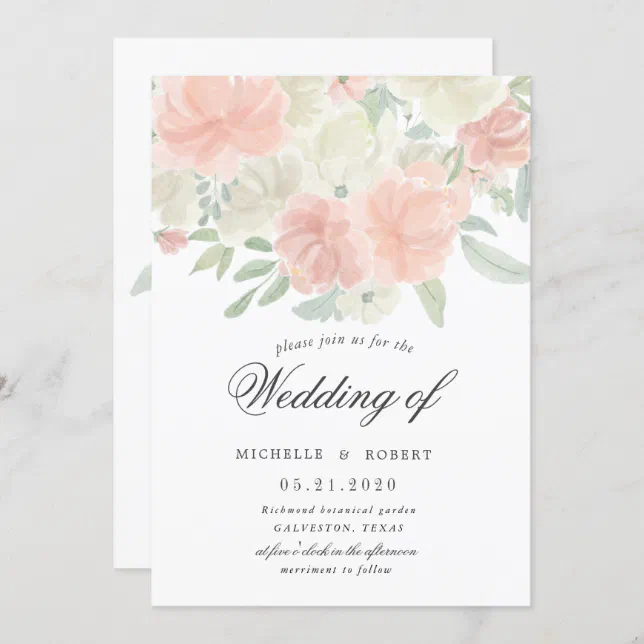light spring floral pastel wedding invitation | Zazzle