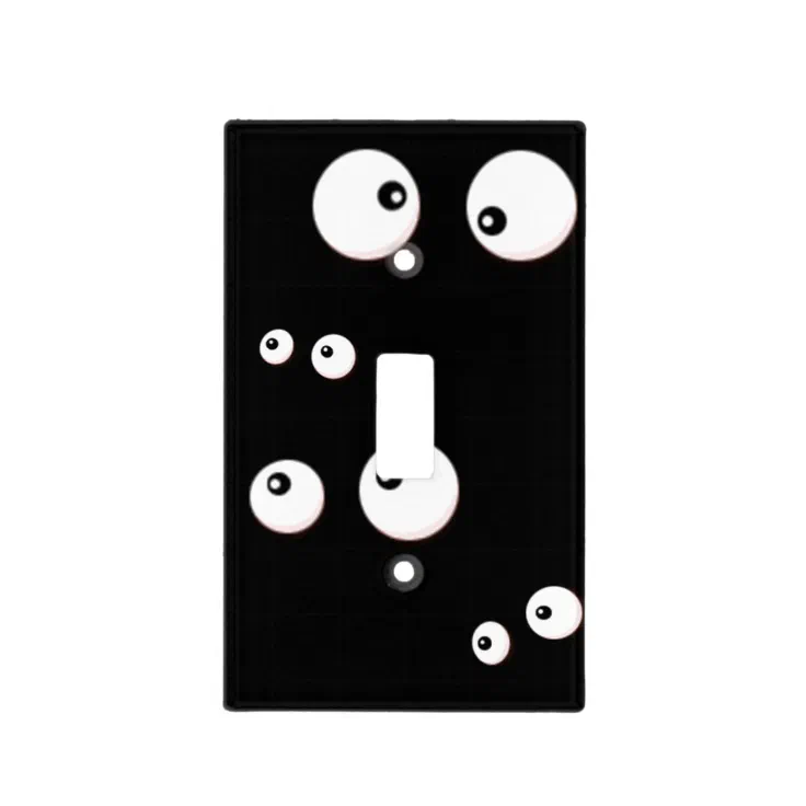Light Switch Cover Funny Eyes in Dark Room Black | Zazzle