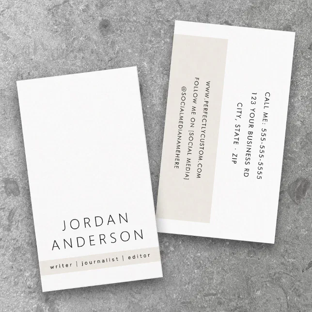 Light tan brown color block modern minimal business card | Zazzle