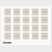 Light tan brown linen logo square product labels | Zazzle