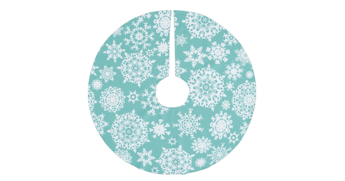 Light Teal Christmas Snowflake Pattern Tree Skirt | Zazzle