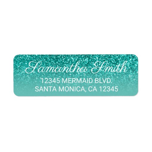 Light Teal Ombre Glitter Personalized Label | Zazzle
